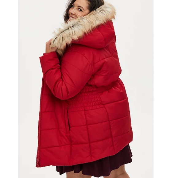 torrid | Jackets & Coats | Nwt Torrid Red Twill Fit Flare Puffer Jacket ...